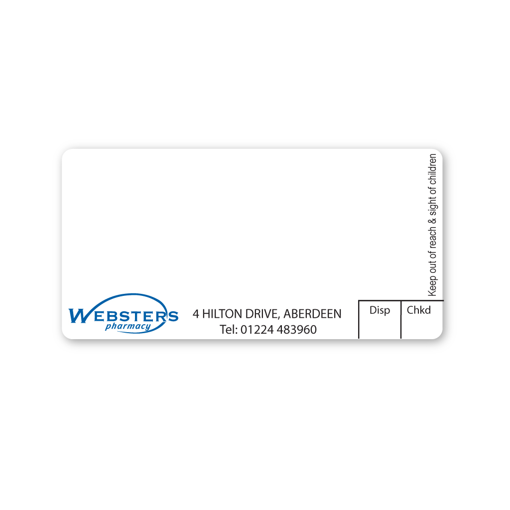 Websters Hilton Drive Pharmacy Labels | EMT Healthcare